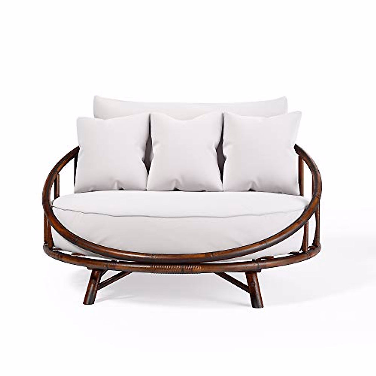 Zew Daybed Outdoor Indoor Large Accent Sofa Chair Lawn Pool Garden Seating with Cushion and Pillows Espresso Bamboo Round Sofabed v.2021