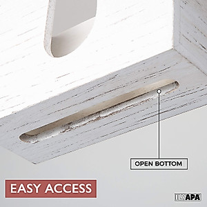 Ilyapa Wood Paper Towel Dispenser - Rustic Farmhouse White Wooden Multifold Hand Towel Holder