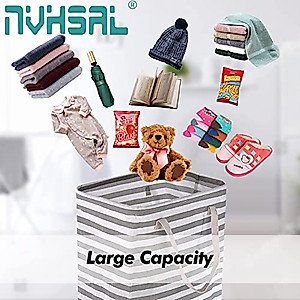 Collapsible Laundry Hamper with Handles, Large Laundry Basket 75L Freestanding Square Storage Bin Towels Toy Clothes Organizer Canvas Waterproof Laundry Baskets for Home Travel School (Grey White)