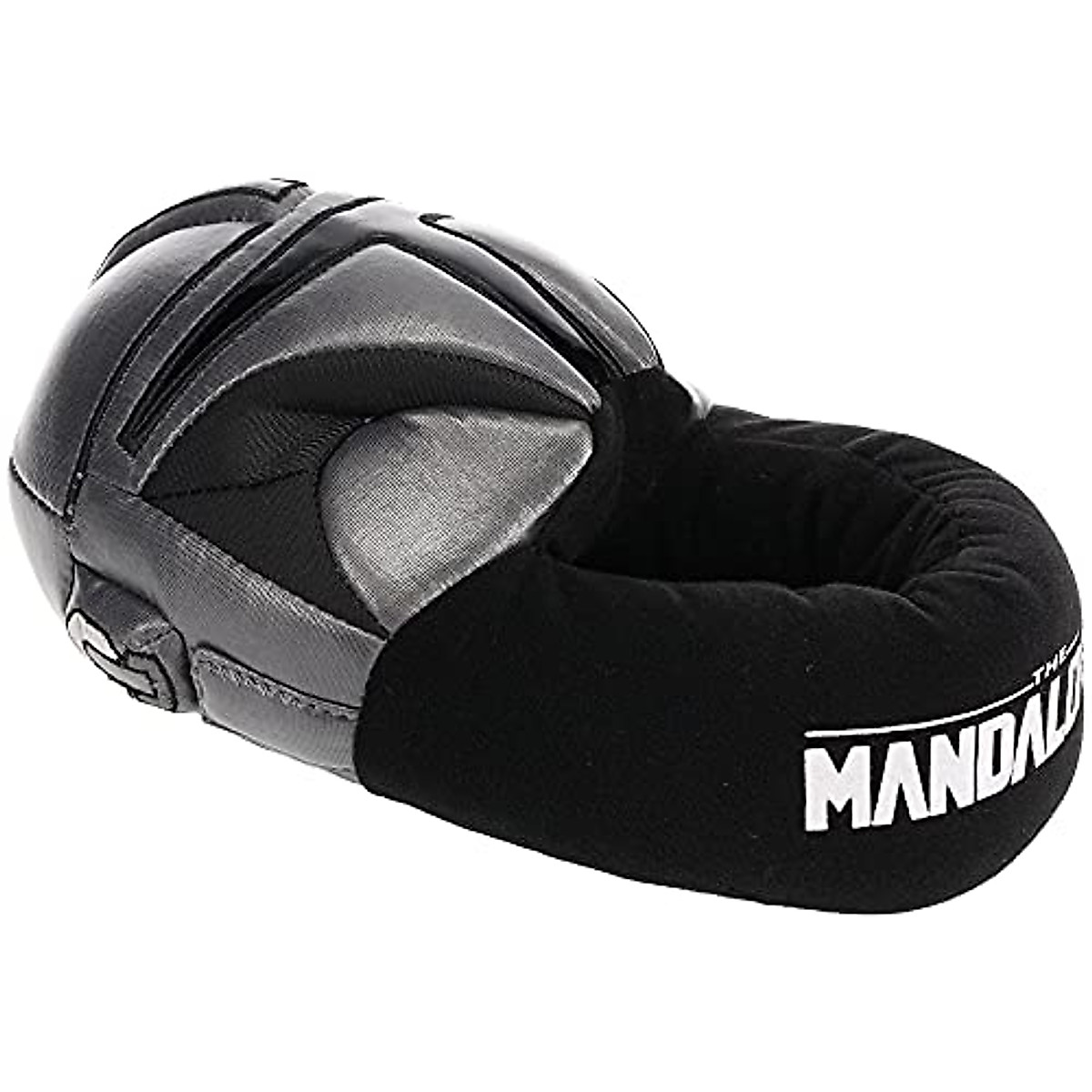 STAR WARS Boys Mandalorian Slipper, Full Body Mando Helmet Novelty Slipper, Grey/Black, Size 1-2 Big Kid