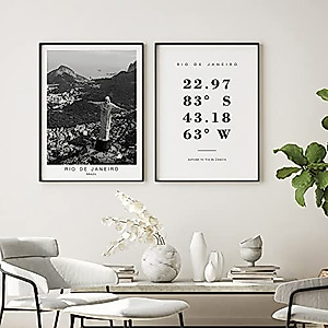 Dear Mapper Rio de Janeiro Brazil View Abstract Road Modern Map Art Minimalist Painting Black and White Canvas Line Art Print Poster Art Print Poster Home Decor (Set of 3 Unframed) (16x24inch)