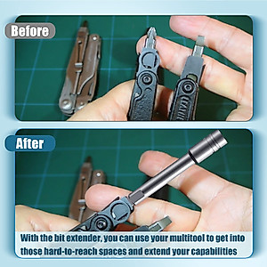 Dreyoo Multitool Bit Driver Extender Set, Bit Kits Multi-tool Accessories Bits Holder Adapter Set Compatible with Leatherman/Wave Plus/Surge/Signal Bits(Silver)
