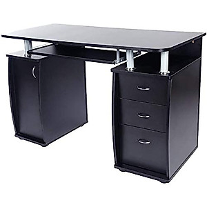 Kiwifruit Office Desk Computer Table Study Writing Desk Workstation Sturdy MDF Board w/Storage for Home Office 45 inch W x 22 inch D x 29 inch H, Black