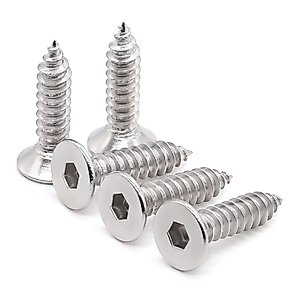 Glvaner (30 pcs) M6 x 25mm Flat Head Socket Cap Self Tapping Screws Wood Screws 304 Stainless Steel 18-8 Full Thread Coverage Sheet Metal Screw