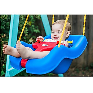 Little Tikes Snug 'n Secure Blue Swing with Adjustable Straps, 2-in-1 for Baby and Toddlers Ages 9 Months - 4 Years
