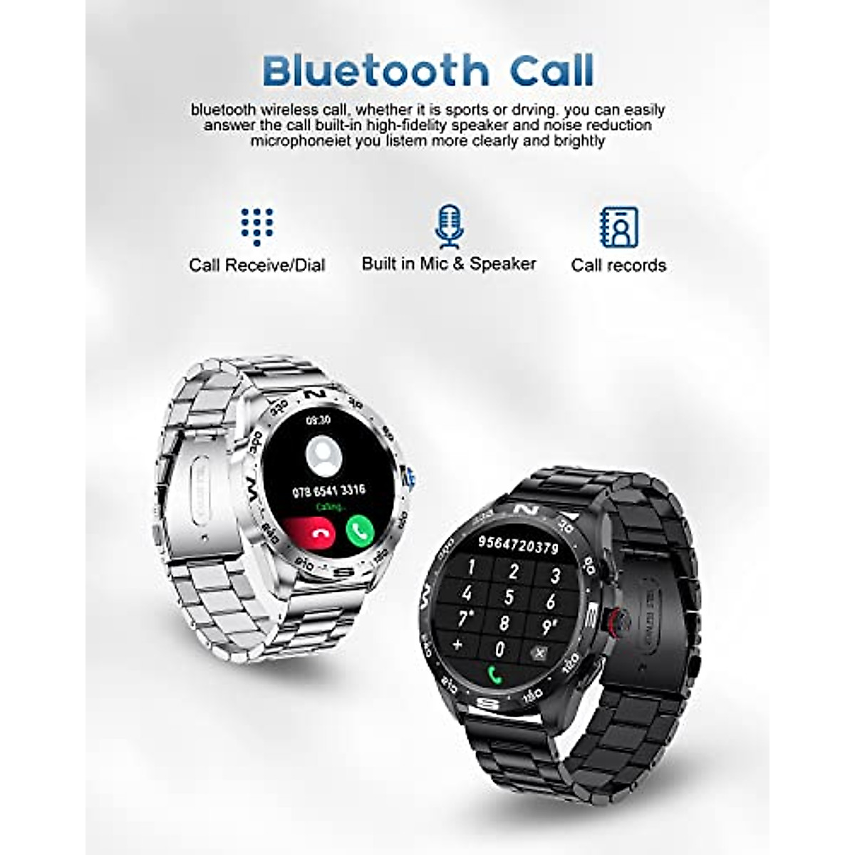 LIGE Smart Watches for Android iOS, Bluetooth Calls/Text Remind/Voice Speaker, Fitness Tracker with Heart Rate Sleep Monitor, 1.32'' HD Full Touch Screen, IP67 Waterproof Black Smartwatch for Men