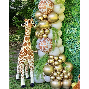 Enanal 50pcs Giraffe Print Balloons, 12inch Animal Print Thick Latex Balloons for Safari Jungle Party Supplies Wild One Birthday Baby Shower Wildlife Theme Party Decoration