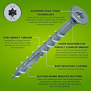 Velocity Exterior 2 Inch Wood Screws Contractor Pack (Size #8) – Stick Tight Technology, Made with Carbon Steel, Includes Hexstix Bit & Storage Organizer Fence Screws for Wood (450 Pieces)