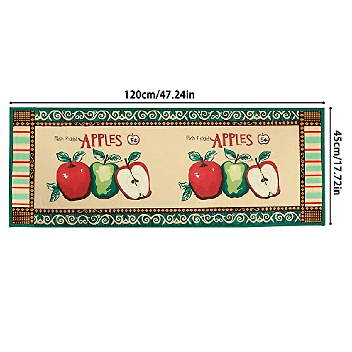 yazi Fabric Kitchen Mat Area Rug Fresh Picked Apples Non-Slip Rubber Backing Floomat,47x18 Inches