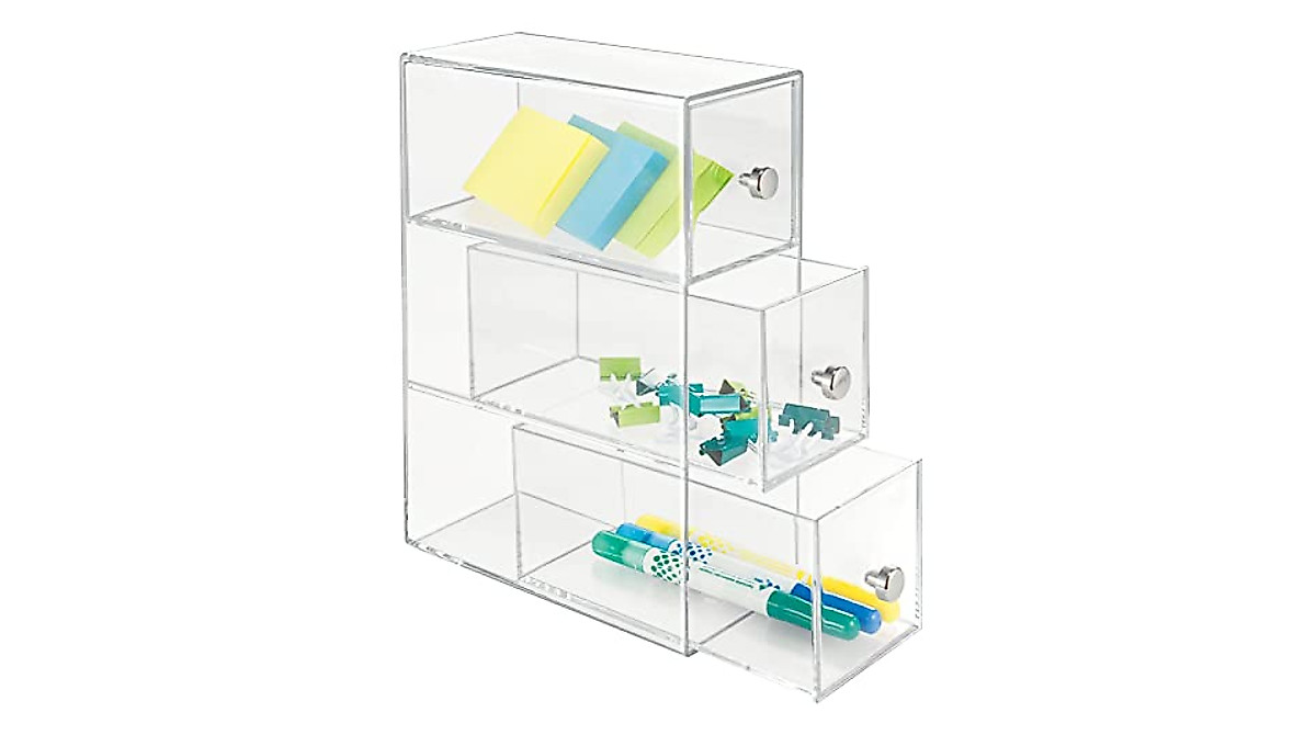 mDesign Stackable Desktop Organizer - 2 Pack for Home & Office Storage