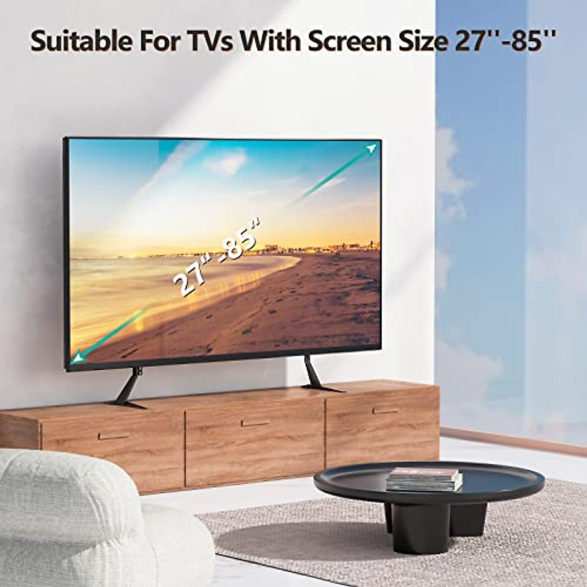 WALI Universal TV Stand, TV Legs for Most 27 to 85 inch LCD Flat Screen TV, Mounting Holes up to 1000 by 800mm, 27 to 85 inch (TVS004), Black