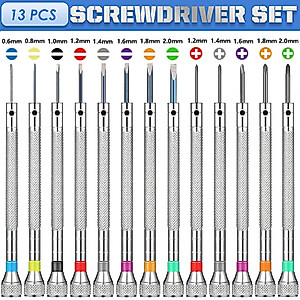 13PCS Professional Watch Screwdriver Set, SHEGATO Micro Precision Glasses Repair Kit, with 13PCS 0.2-2.0MM Extra Replace Blades, for Eyeglass Sunglass Watchmaker Jewelry Computer Phone Small Tools