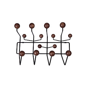 Classic Mid Century Hang it All Coat Rack, Modern Wall Mounted Coat Hooks with Painted Solid Wooden Balls(Multi Colors Available) (Dark Walnut)