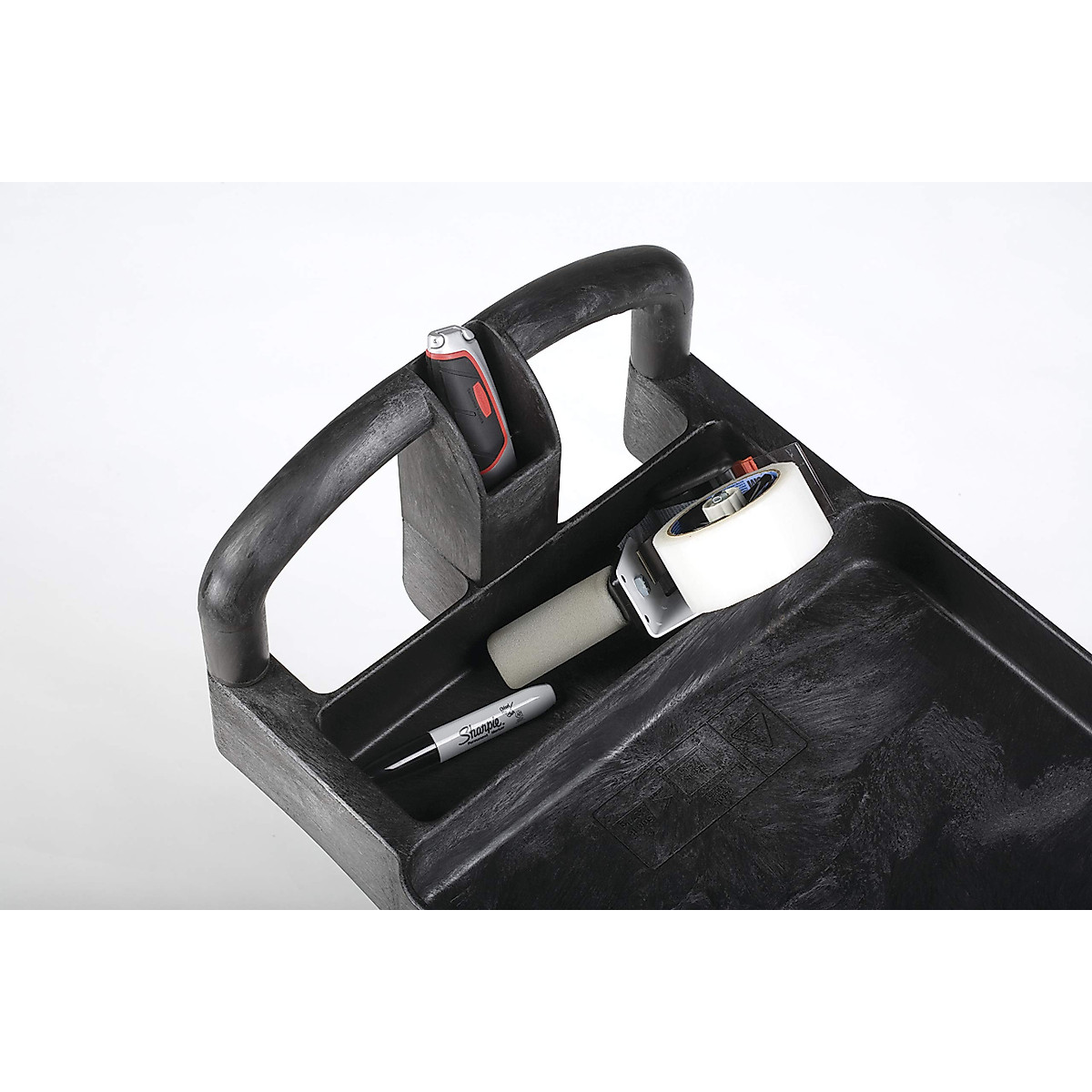 Rubbermaid Commercial Products 2-Shelf Utility/Service Cart, Small, Lipped Shelves, Ergonomic Handle, 500 lbs. Capacity, for Warehouse/Garage/Cleaning/Manufacturing (FG450088BLA)