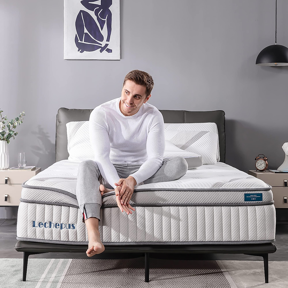 Lechepussleep Cal King Mattress,Lechepus 14 Inch Hybrid Memory Foam Mattresses with Individual Pocket Springs,Mattress in Box,Plush Comfortable Mattress for Back Pain Relief,CertiPUR-US Certified