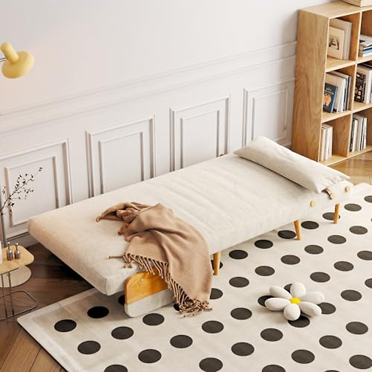 JASIWAY Convertible Chair Bed Sleeper, 3-in-1 Futon Sofa Bed Chair, Chaise Lounge Sofa Bed Couch, Sleeper Chair Recliner Sofa Chair for Small Space Apartment (Beige, 27.6" W)