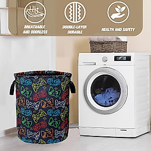 Color Game Machine Laundry Basket Funny Foldable Waterproof Oxford Cloth Tote Bag Laundry Hamper Clothes Storage Bucket Toy Organizer For Bathroom/Laundry Storage/Bedroom Storage Basket 17.7x13.7