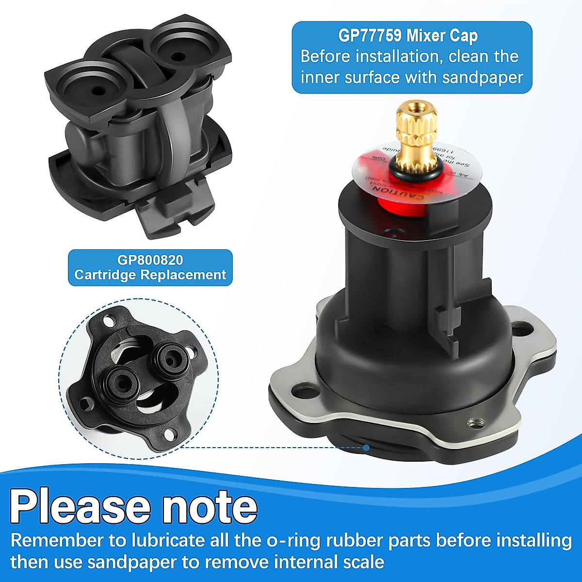 GP876851 Mixer Cap and Pressure Balancing Unit Kit, Compatible with Kohler Shower Valves K-304 and K-11748 Platforms, Shower Cartridge Replacement Repair Kit, Include GP800820 and GP77759