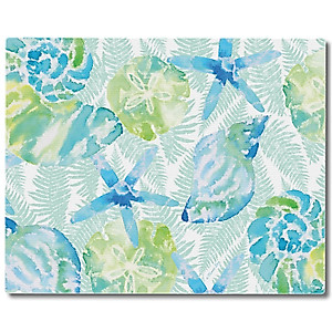 CounterArt Coastal Isla Mona 3mm Heat Tolerant Tempered Glass Cutting Board 15” x 12” Manufactured in the USA Dishwasher Safe