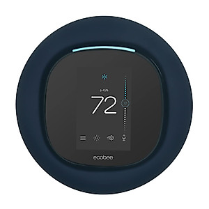 2 Pack DAYJOY Wall Plate Soft Silicone Case Cover Compatible with Ecobee 4 SmartThermostat,Fingerprint Resistant Bracket Mount (Black+Blue)