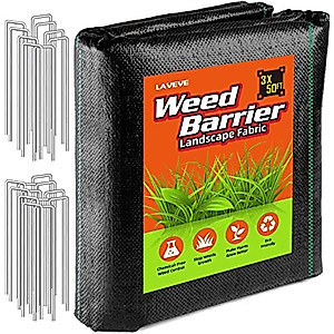 LAVEVE 3FT x 50FT Weed Barrier Landscape Fabric, 3.2oz Premium Heavy-Duty Gardening Weed Control Mat, Ground Cover for Gardening, Farming