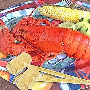 Southern Homewares Wooden Crab Mallet Seafood Lobster Shellfish Cracker Hardwood Hammer Set of 8