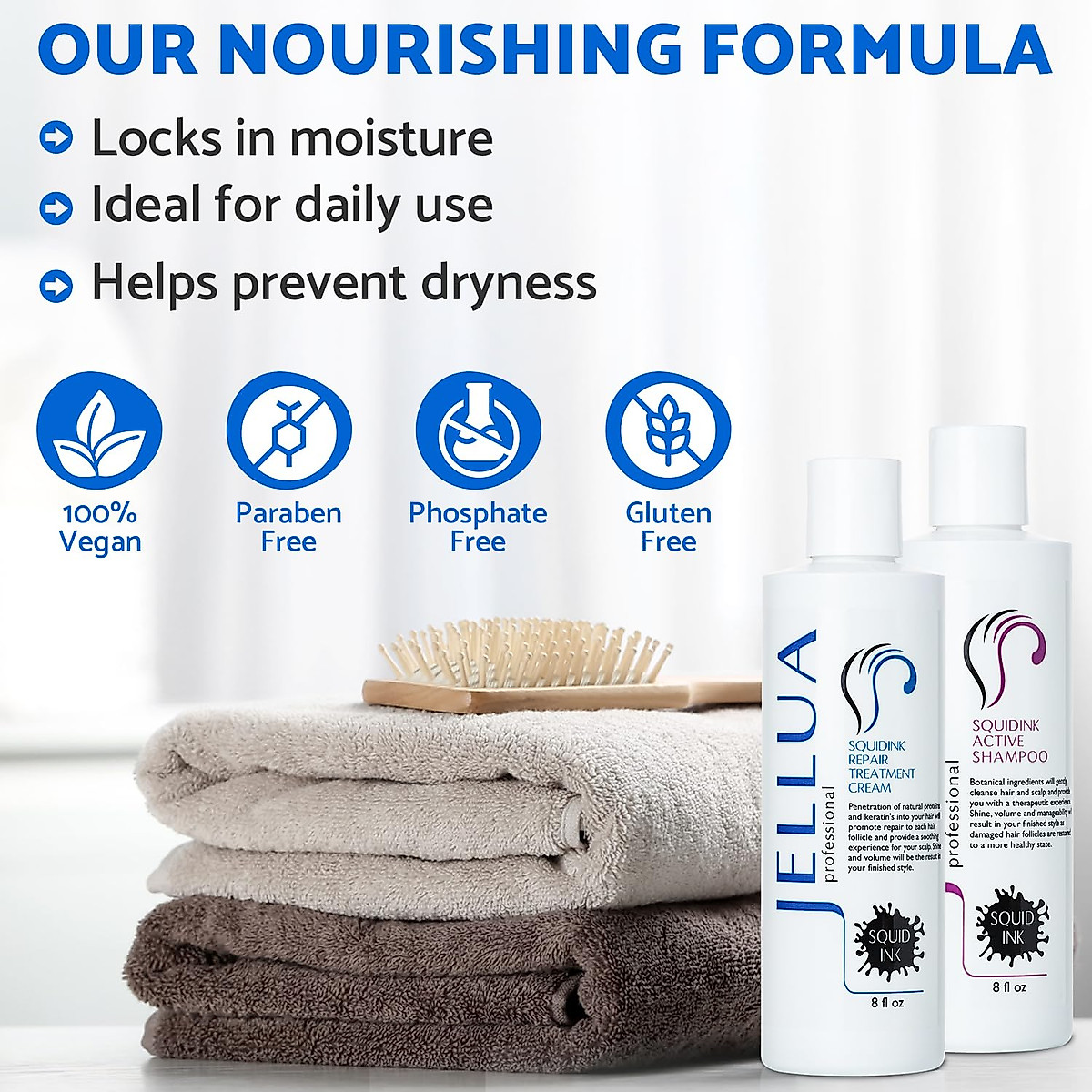 Jellua Squidink Active Shampoo and Repair Treatment Cream 8.0 Oz Duo