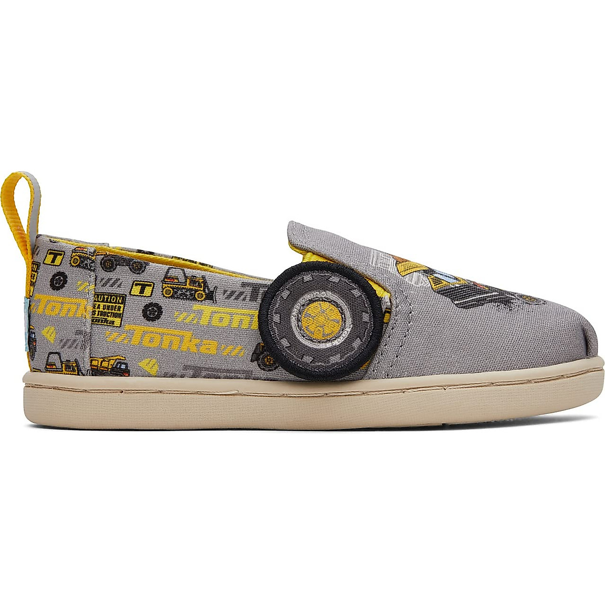 TOMS Boy's Alpargata Twin Gore Loafer Flat, Ultimate Grey Tonka Construction Print, 6 Toddler