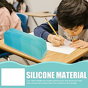 Silicone Pencil Case Pouch Bag Candy Color Pencil Case Cute Pen Case Silicone Pencil Case Small Cute Aesthetic Zipper Pencil Pouch for Travel Cosmetics Makeup Green