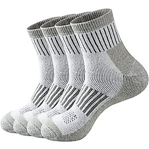 ECOEY Men's Merino Wool Cushioned Hiking Trekking Socks 4 Pairs, Quarter Length with Moisture Wicking (Smoke Green, US Shoe Size: Men 8-11.5/Women 9-13.5)