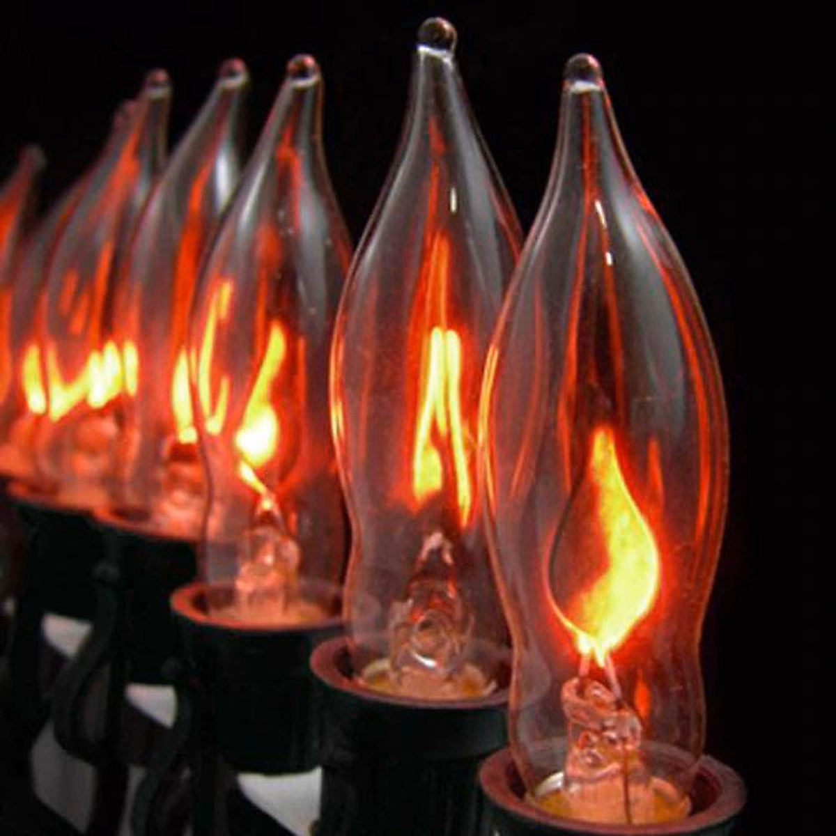 Romasaty Flicker Flame Light Bulb, Flame Shaped Bulb Dances with a Flickering Orange Glow, E12 Flame Candelabra Light Bulbs, 12 Pack