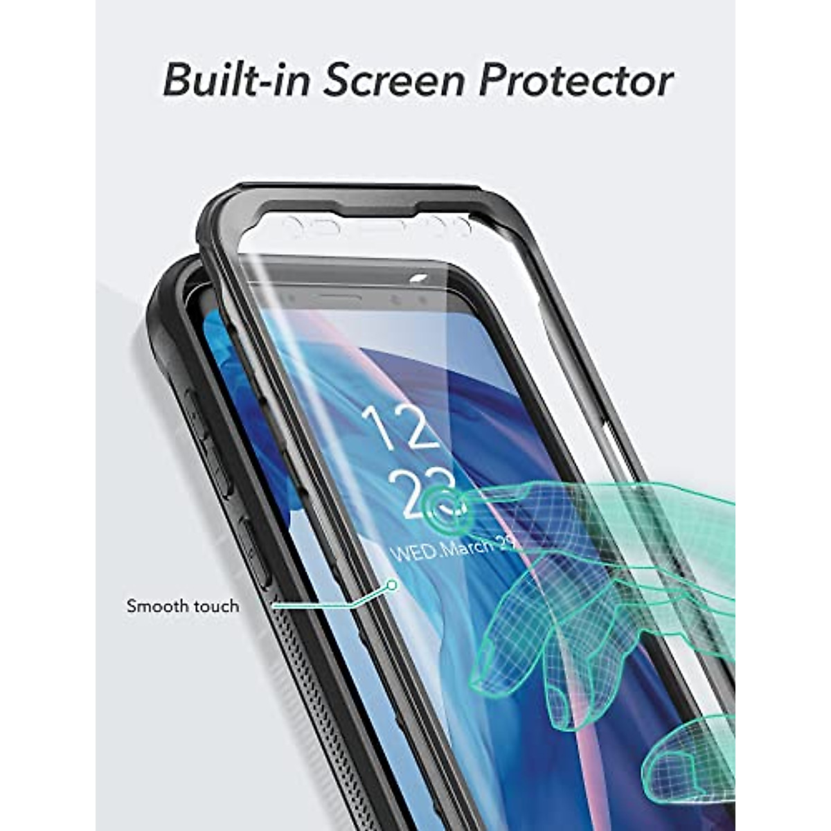 YOUMAKER Designed for Galaxy S9 Case (NOT Plus), Heavy Duty Protection Kickstand with Built-in Screen Protector Shockproof Case Cover for Samsung Galaxy S9 5.8 inch - Black