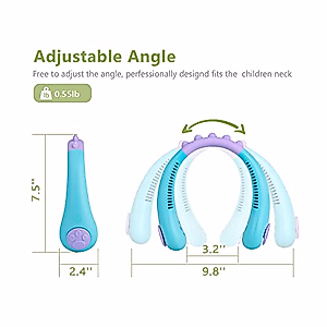 Portable Neck Fan for Kids, Rechargeable, Personal Cooling Mini Fan, Wearable Bladeless Fan, 3 Speeds, USB Hanging Around Neck Fan for Outdoor Travel