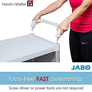 JaboEquip, Larger 3 Shelf Heavy Duty Lockable Hospital cart Medical cart, Utility Cart 606 lbs for Medical, L34.43xD19.69xH40.55 inch, Off-White (Light Grey) Color