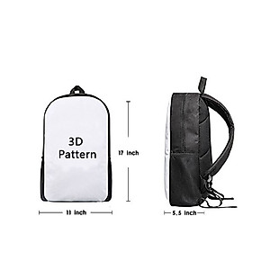 Dellukee Middle School Backpack 3D Wolf Printed Black Book Bag For Teens Boys Girls One_Size