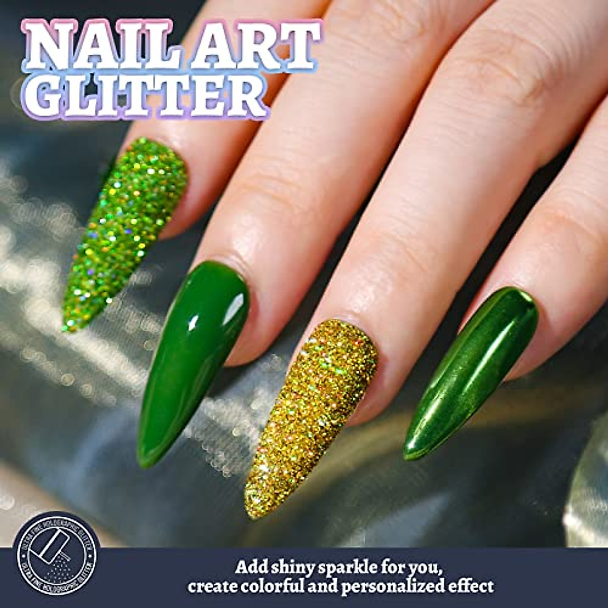 Holographic Ultra Fine Glitter, 180G/6.35OZ Resin Glitter Powder Sequins Flakes, 1/128" Metallic Iridescent Glitter for Resin Tumblers Art Crafts, Hair Face Body Nail Glitter, LEOBRO Gold Glitter