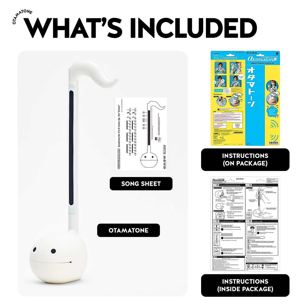 Otamatone Japanese Electronic Musical Instrument Portable Music Synthesizer from Japan by Maywa Denki Studio Award Winning, Educational Fun Gift for Children, Teens & Adults - White