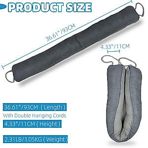 Door Draft Stopper 36 Inches Length x 4 Inches Width, Weighted Under Door Noise Blocker, Heavy Duty Under Door Draft Blocker Bottom Door Seal Noise and Air, Door Guard Saving Energy - Gray