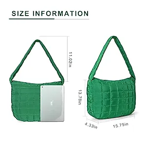 Quilted Tote Bags for Women Lightweight Quilted Padding Shoulder Bag Down Cotton Padded Large Tote Bags Lattice Crossbody Bag Zip Closure