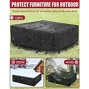 5-6 Pieces Patio Furniture Sets Covers Waterproof Outdoor,4 Seater Wicker Rattan Sectional Sofa Cover,All Weather Fadeless Patio Conversation Set Cover,4 Buckles Straps,Storage Bag,84Lx58Wx25H Inch