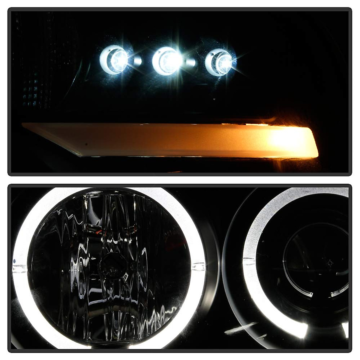 ACANII - For 2004-2008 Ford F150 LED Halo Ring Black Housing Projector Headlights Headlamps, Driver& Passenger Side