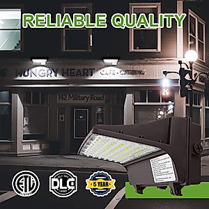 LED Full Cut Off Wall Pack 80/60/40/20W Power Selectable, 5000K Exterior LED Wall Light with Photocell, 50-250W MH/HPS Equiv. IP65 Waterproof 100-277V AC for Warehouse DLC & ETL Listed