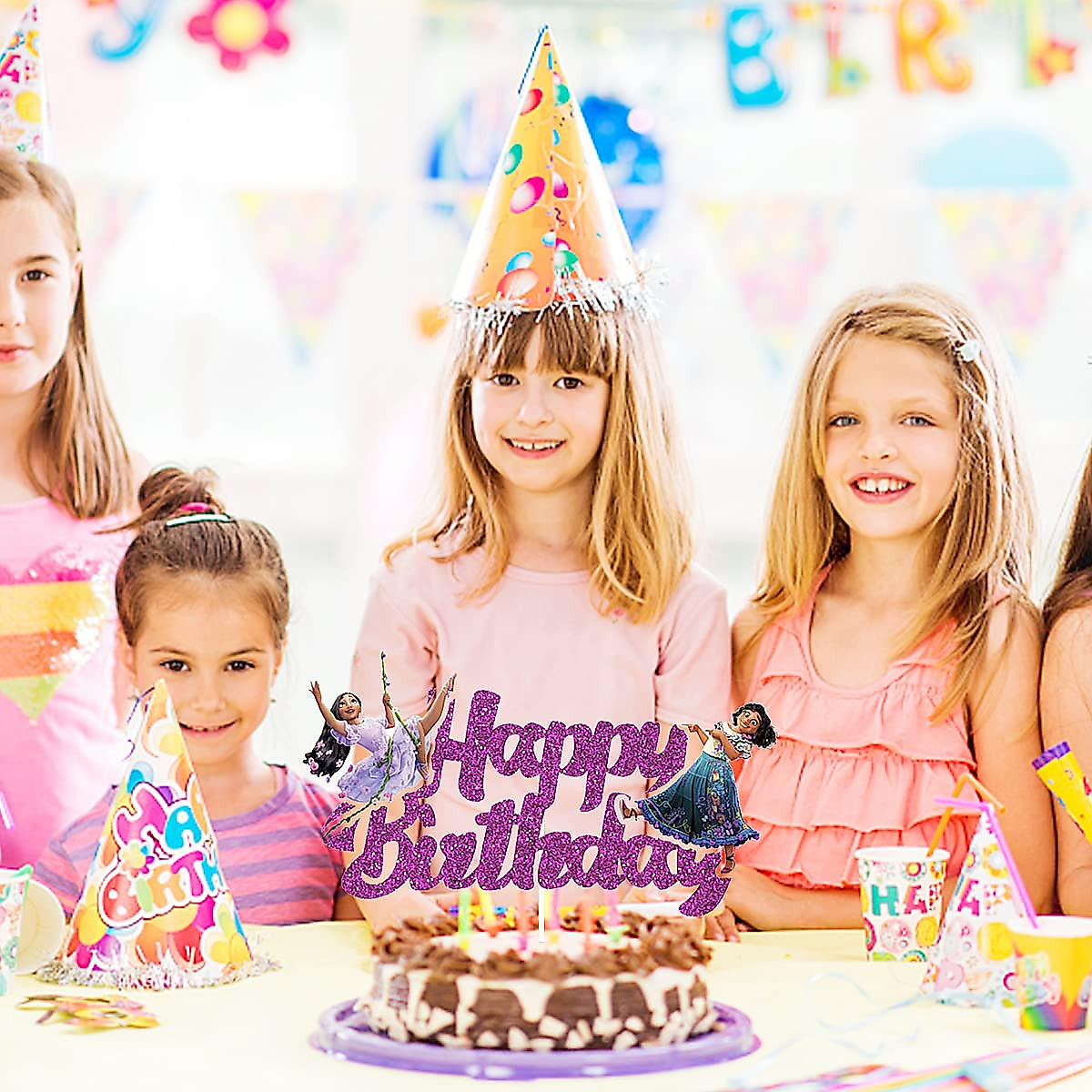 Magic Movie Cute Cartoon Theme Glitter Birthday Cake Topper, Encanto Cake Toppers, Encanto Cake and Cupcake Decorations for Birthday Party Decorations Party Supplies