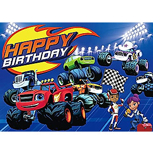 Blaze and The Monster Machines Season Photo Backdrops Monster Machines Photography Background 5x3ft Boys Kids Happy Birthday Party Cake Table Decor Supplies