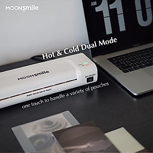 Laminator Machine with 30 Laminating Sheets, Moonsmile 9 Inch Thermal Laminating Machine for Home Office School, Hot & Cold, Light Weight, Portable, Never Jam, Quick Warm Up, White