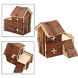 Hamster Wooden House Double Layers Hideout Hut for Dwarf Hamster Mouse Rat Gerbil (S)