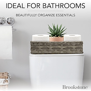 BROOKSTONE, [2 PACK SET] Wicker Storage Basket, Boho Organization and Storage Container, Decorative Shelf Bin, Over the Toilet Paper Reserve, Suitable for Any Home Décor Style
