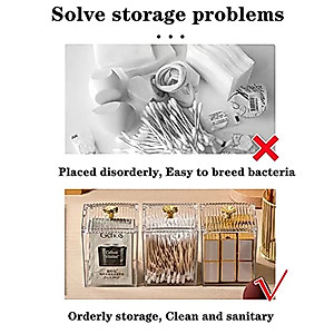 Acrylic Qtip Holder, Cotton Swab Holder Dispenser, Bathroom Jars with Lids Set for Cotton Ball, Cotton Swab, Cotton Round Pads, Floss, Vanity Organizers and Storage (#1)