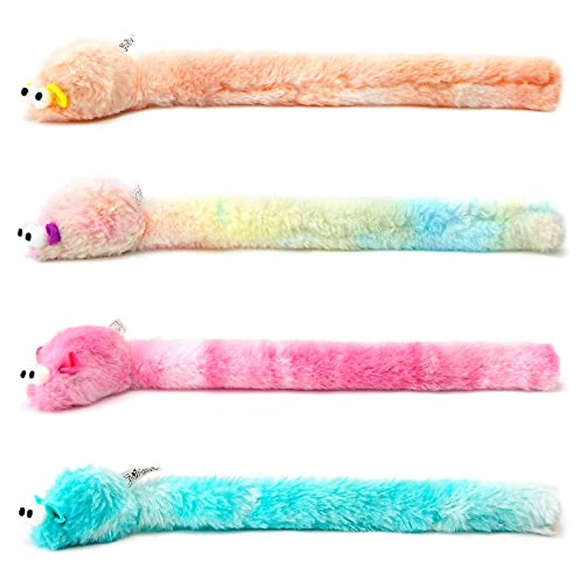 CHIWAVA 4 Packs 15 Inch Long Soft Plush Cat Toys Mice with Bell Rustle Sound Small Mouse Activity Interactive Toy
