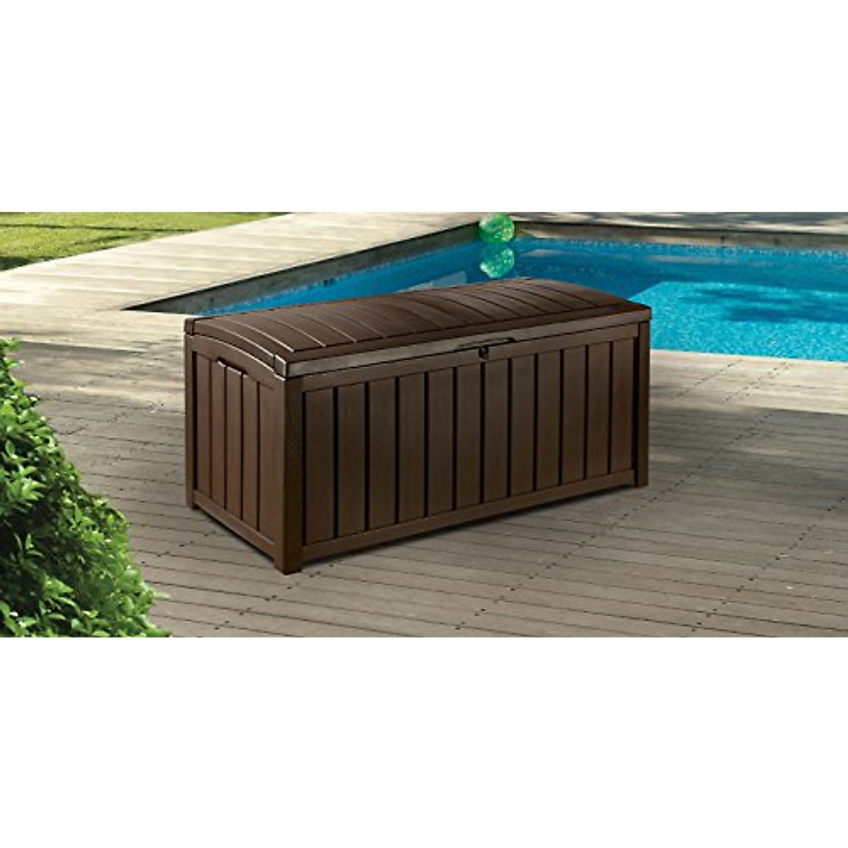 Keter Glenwood 101 Gallon Resin Large Deck Box-Organization and Storage for Patio Furniture, Outdoor Cushions, Garden Tools and Pool Toys, Grey & Black